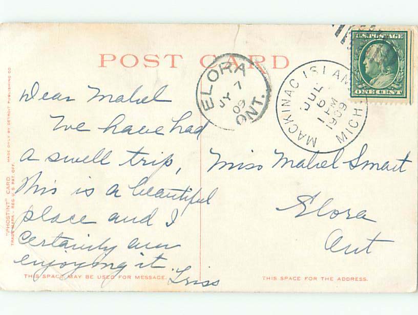 Bent Corner - Divided-Back BUILDINGS & OLD FORT Mackinac Island MI ...