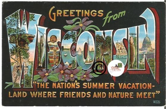 Vintage Big Letter Postcard Greetings From Wisconsin Large Letter ...