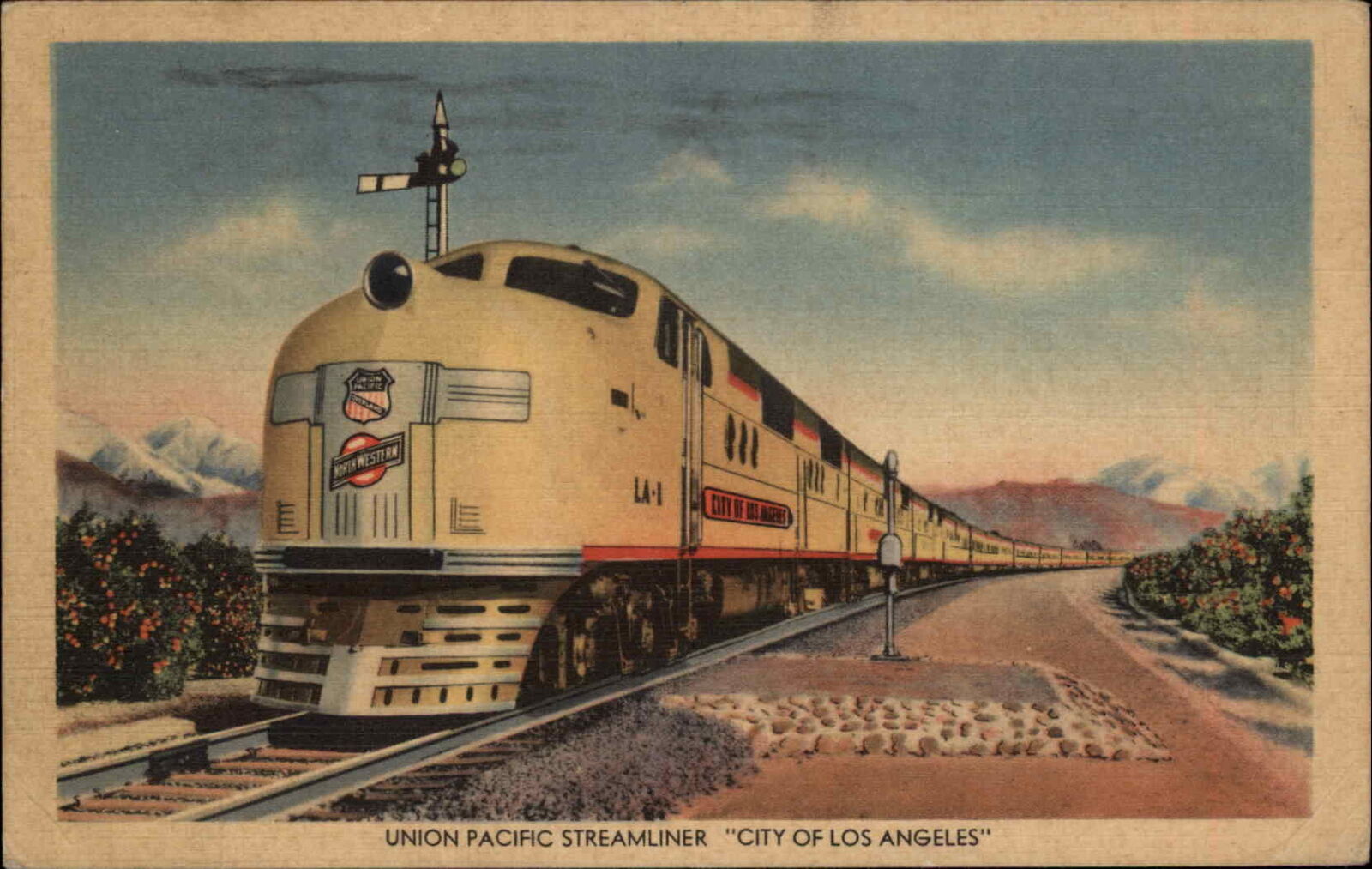 City of Los Angeles Union Pacific Streamliner Train Linen Vintage ...