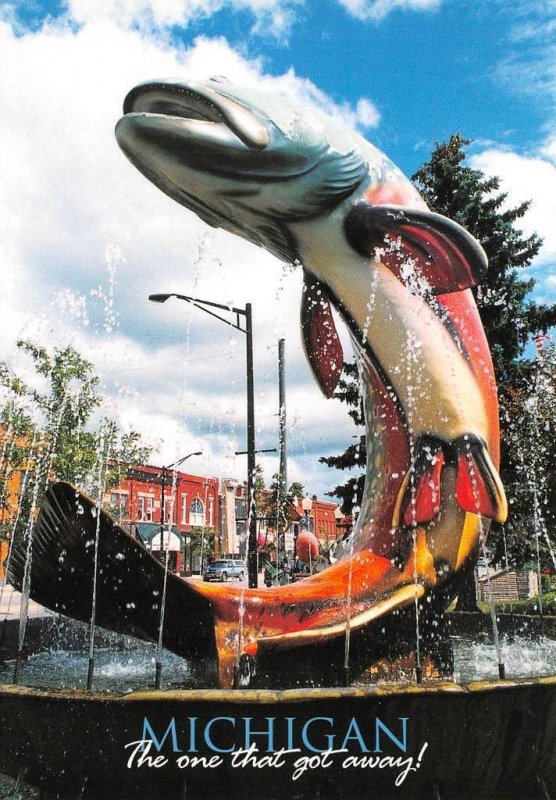 Kalkaska, MI Michigan MAIN STREET GIANT FISH STATUE Roadside *Oversize ...
