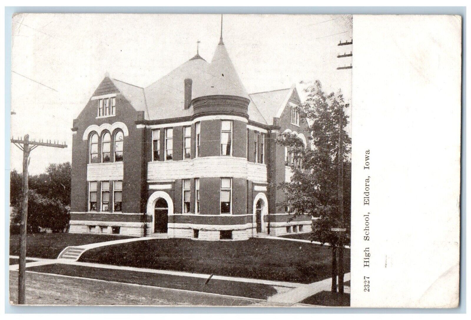 Eldora Iowa IA Postcard High School Building Exterior View 1908 Vintage ...