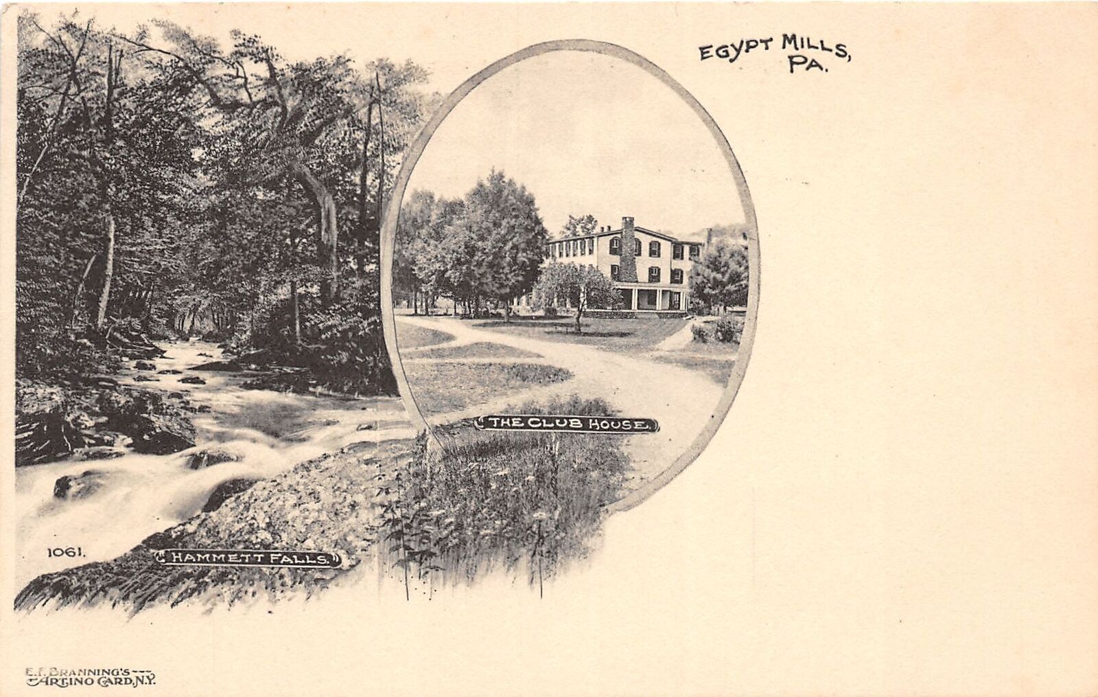 J54/ Egypt Mills Pennsylvania Postcard c1910 2View Club House Falls 116 ...