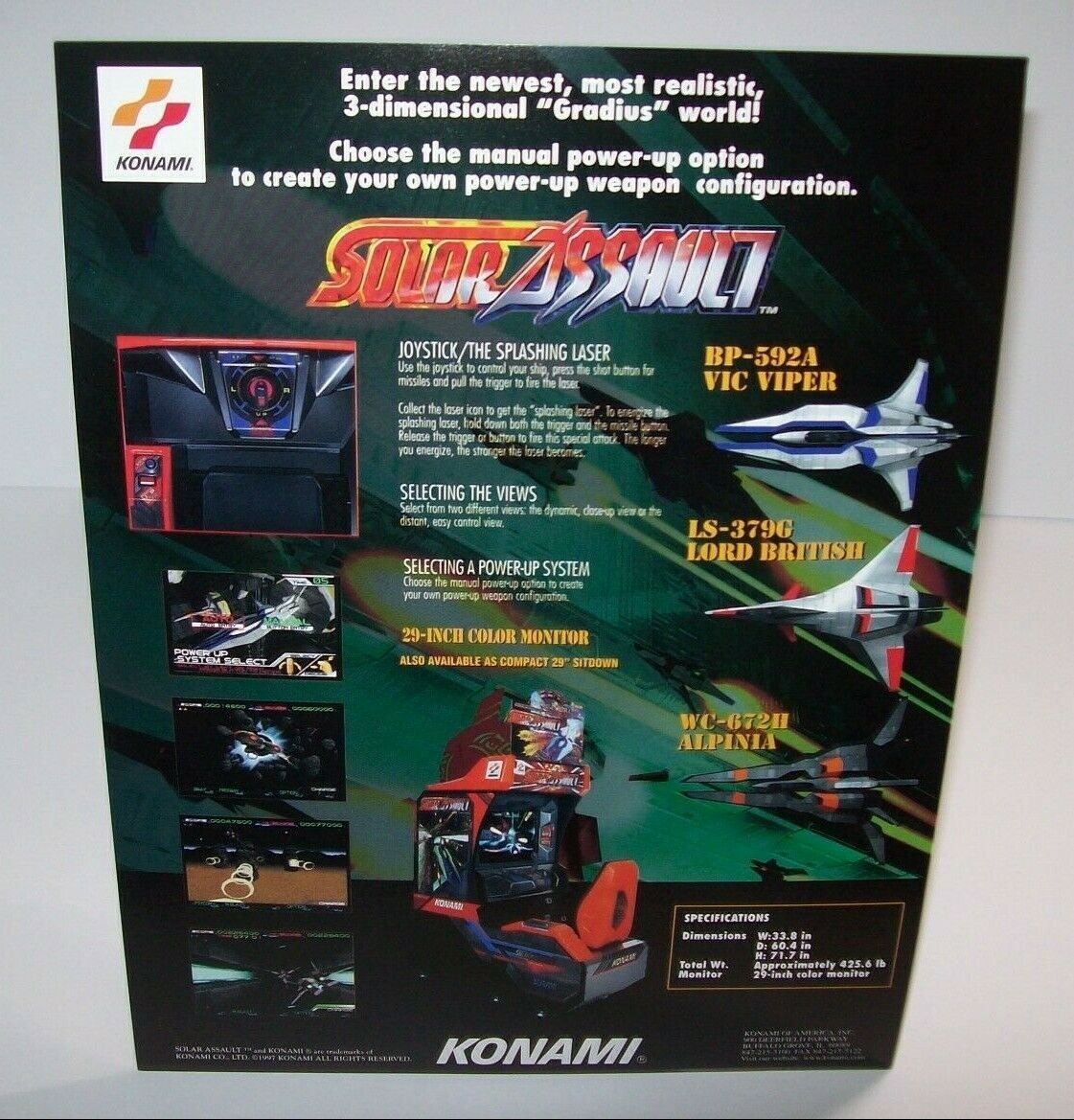 Solar Assault Arcade FLYER Original 1997 Unused Video Game Artwork ...