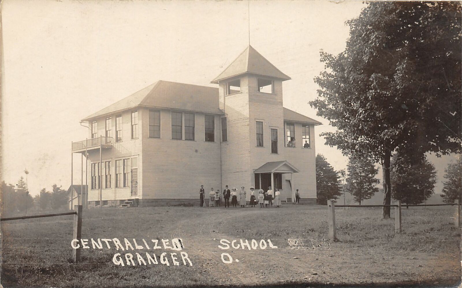 F69/ Granger Ohio RPPC Postcard 1909 Centralized School Building Medina ...