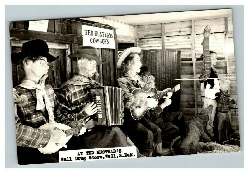 Vintage 1950's RPPC Postcard Ted Hustead's Cowboys Wall Drug Store Wall ...