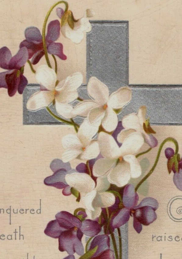 1880s Victorian Easter Trade Card Poem Cross Violets #6O | Ephemera ...