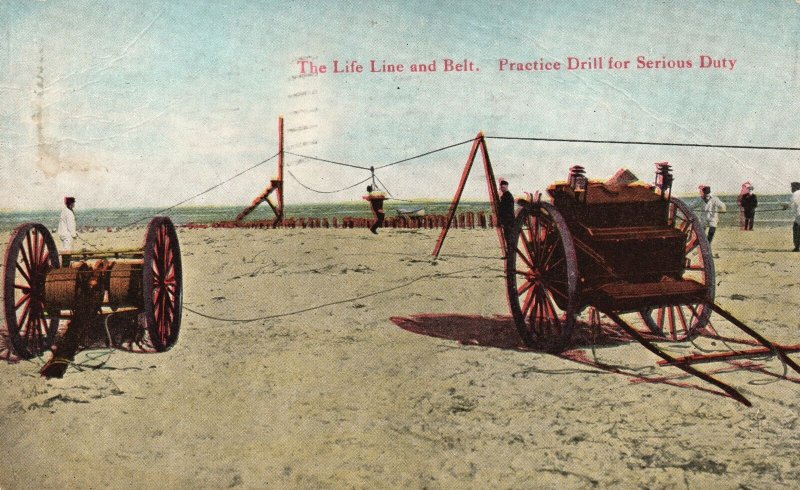 Vintage Postcard 1910 Life Line & Belt Practice Drill for Serious Duty ...