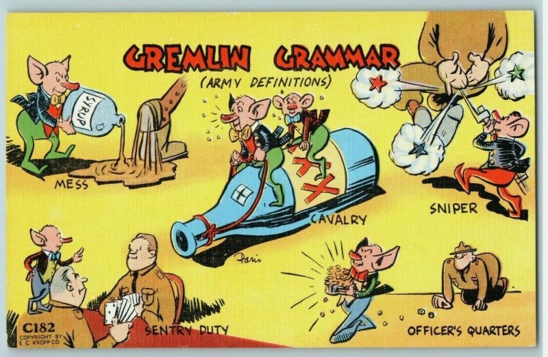 WW2 Gremlin Grammar Military Terms Paris E.C. Kropp Cartoon Characters ...