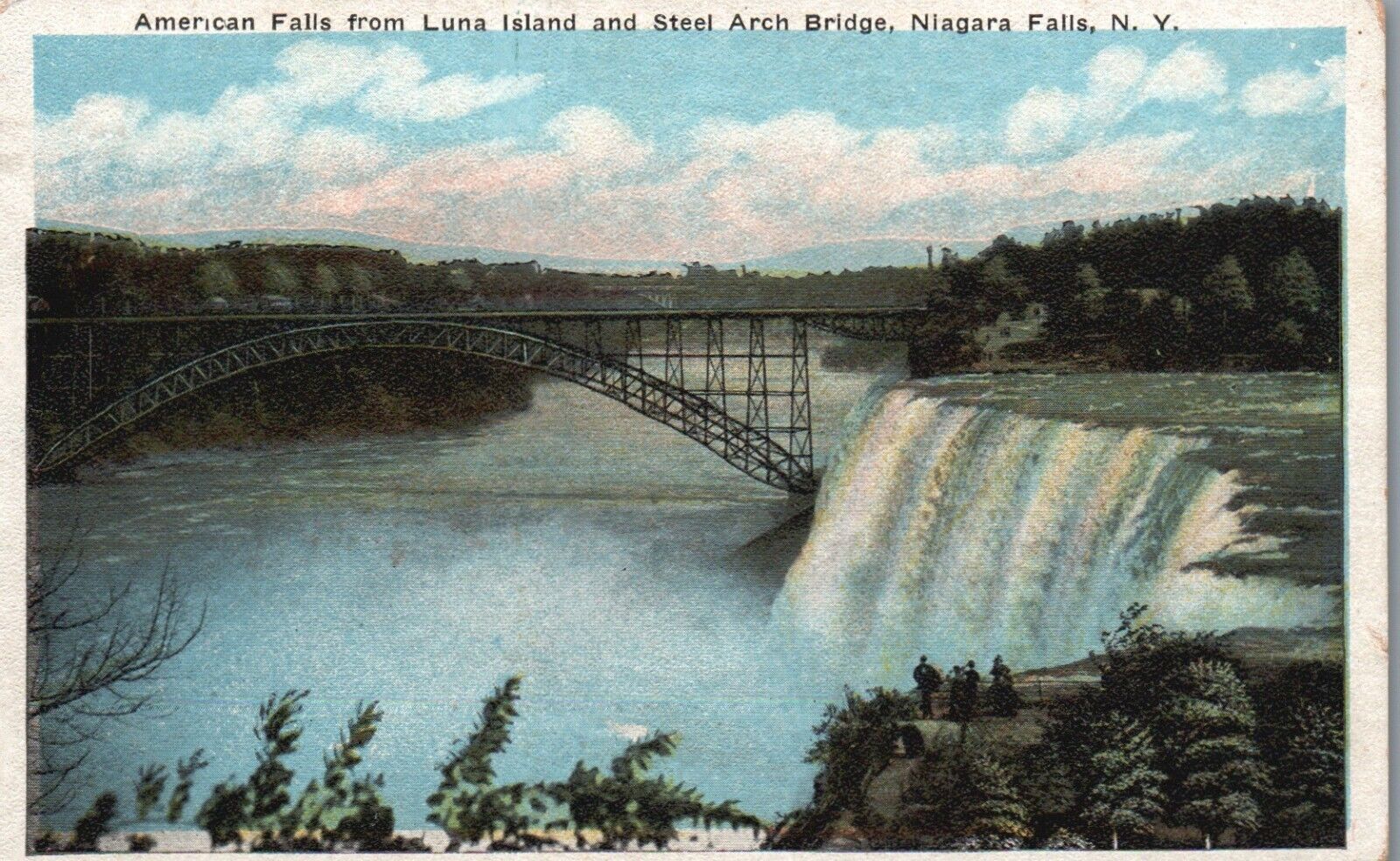 Postcard NY Niagara Falls American Falls Steel Arch Bridge WB Vintage ...