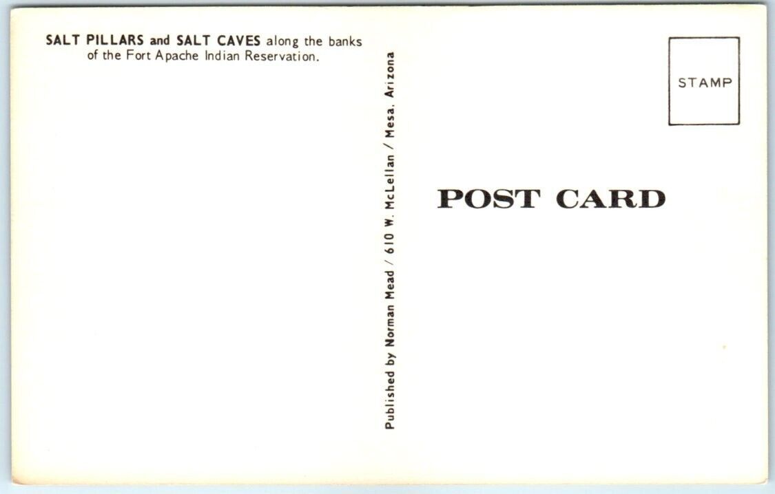 Postcard - Salt Pillars and Salt Caves, Fort Apache Indian Reservation ...