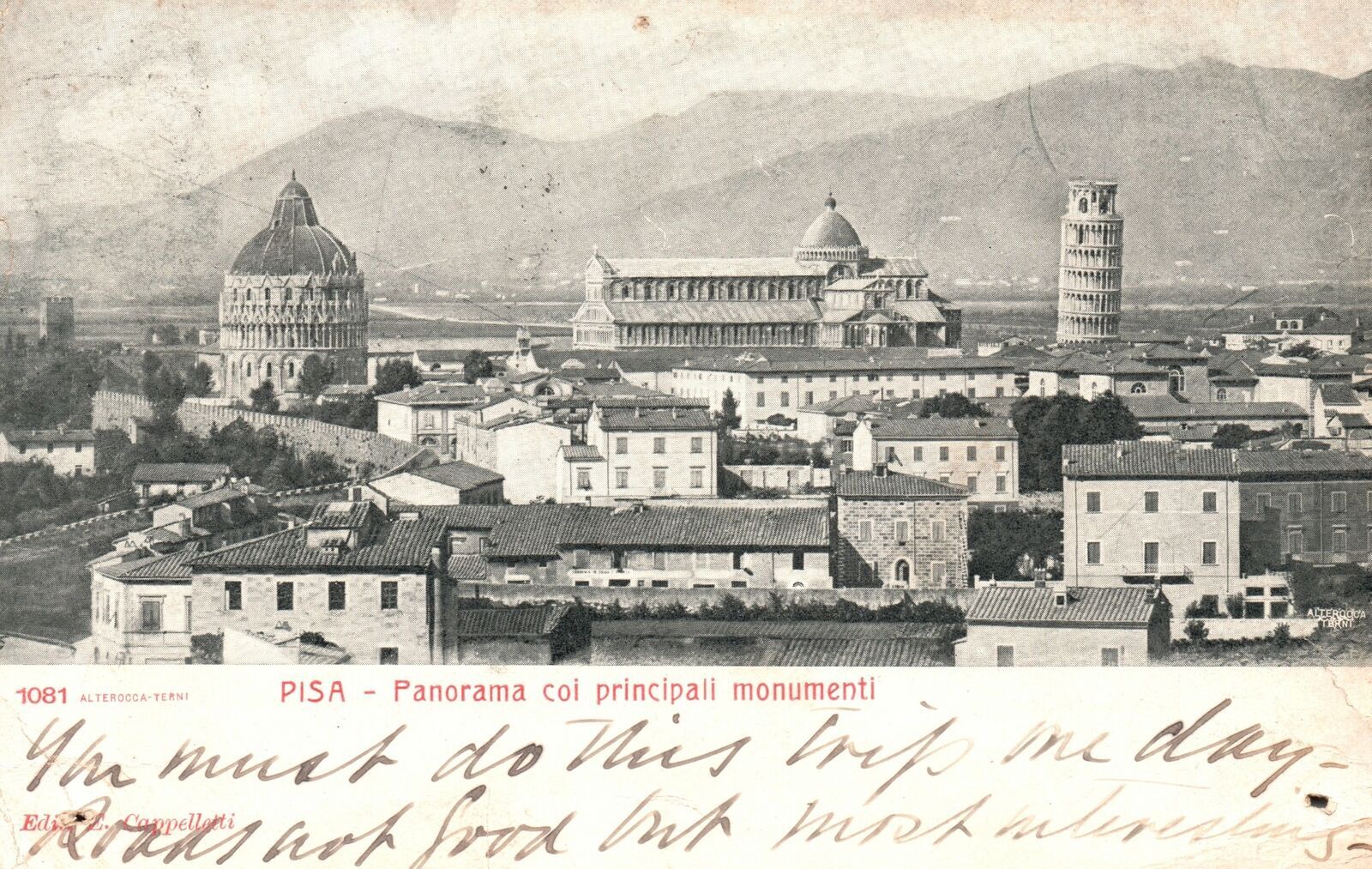 Vintage Postcard 1904 Pisa Panorama Col Principali Monumenti Main ...
