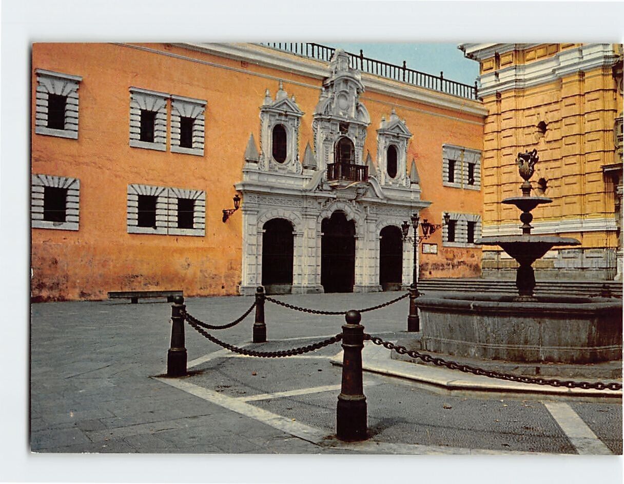 Postcard Facade and main entrance, Convent of San Francisco, Lima, Peru ...