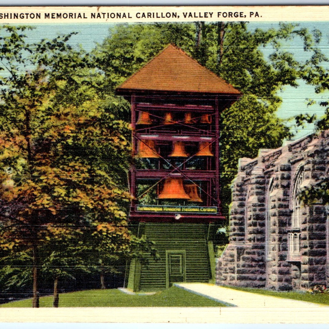 1931 Valley Forge, PA Washington Memorial National Carillon Bells Linen ...