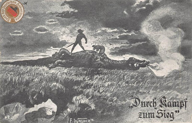 ST George Slaying the Dragon WW1 Military F. Wagner Artist Signed ...