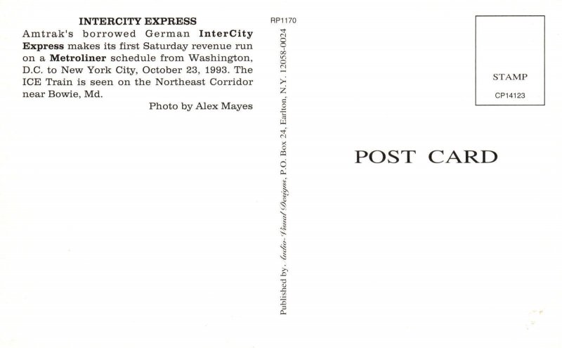 Vintage Postcard Intercity-Express Amtrak's Express ICE Train Bowie ...