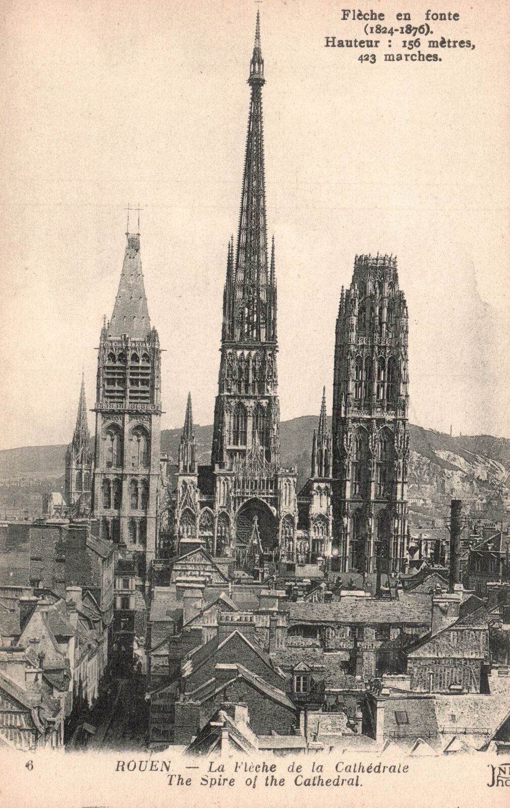Vintage Postcard The Spire Of The Cathedral Roman Catholic Church Rouen ...
