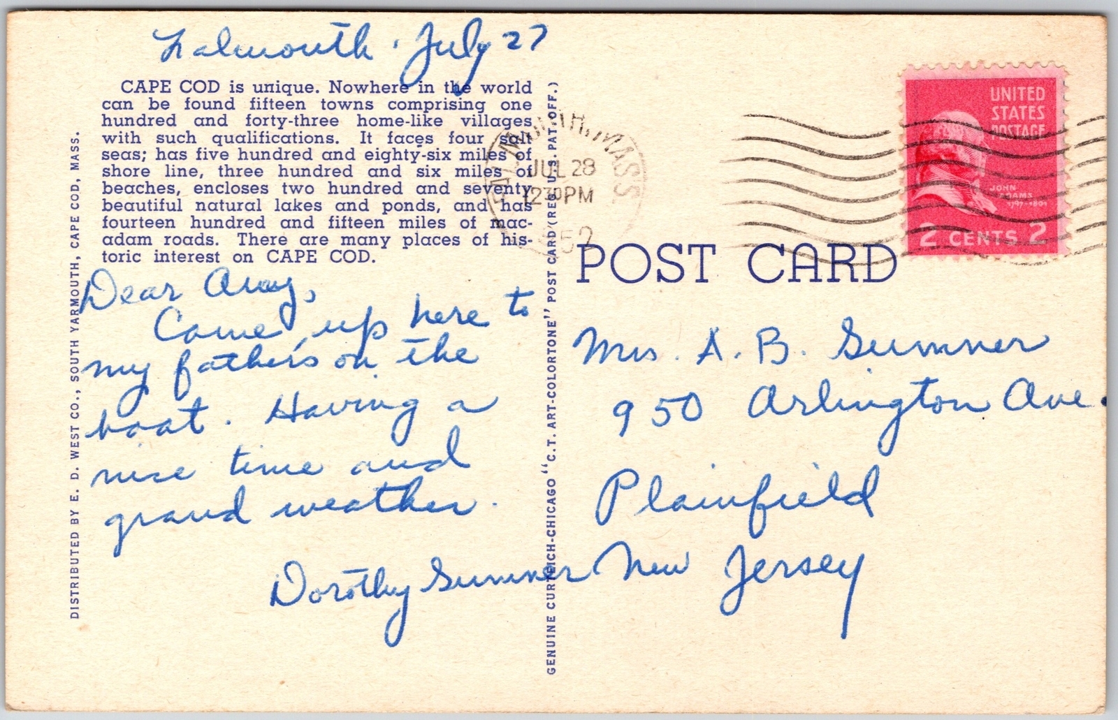 Cape Cod Massachusetts, 1952 That's Cape Cod Poem, Bernice Hall Legg ...
