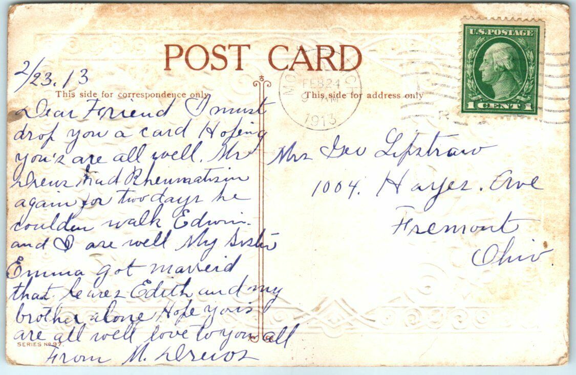 Postcard - here's best wishes to you, may all life's battles be easily ...