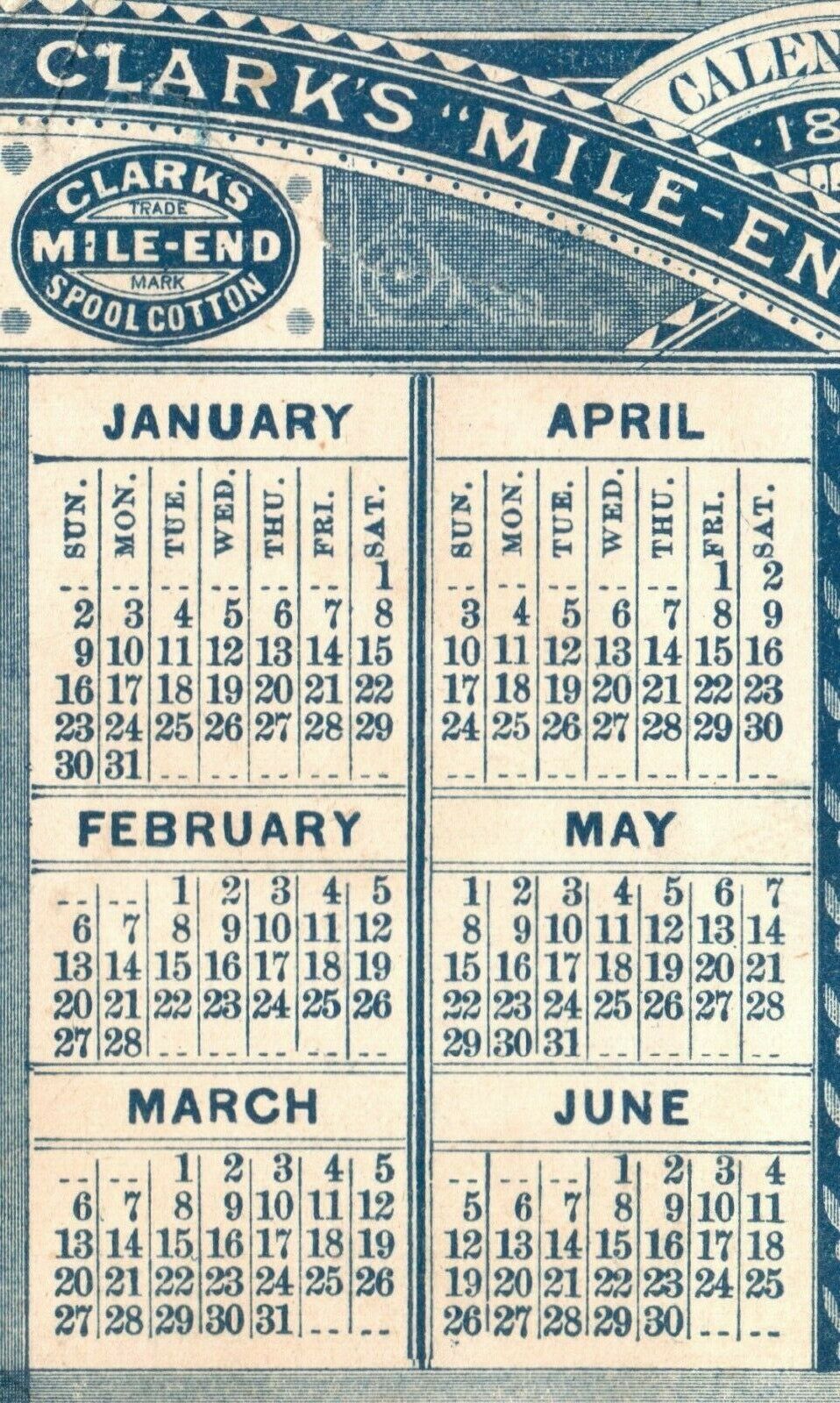 1880s-90s Clark's Mile-End Spool Cotton Calendar Boy Angel on a Tree ...