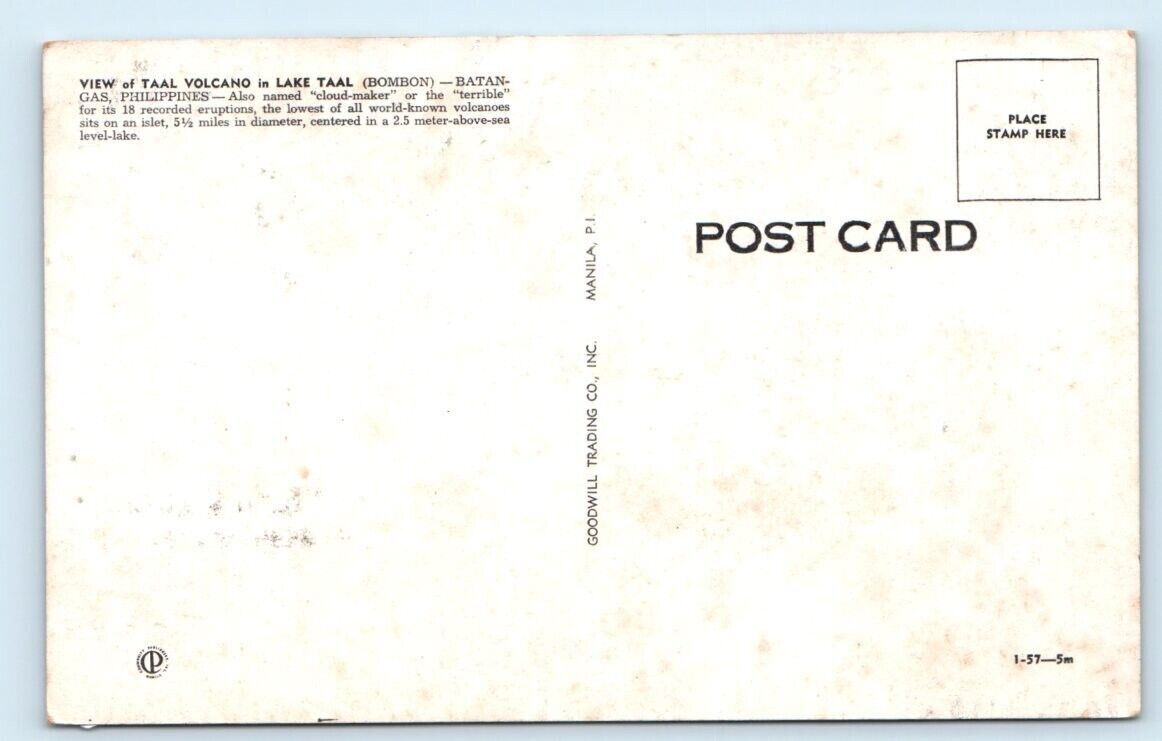 Taal Volcano in Lake Taal Bombon BATANGAS PHILIPPINES Postcard | Asia ...