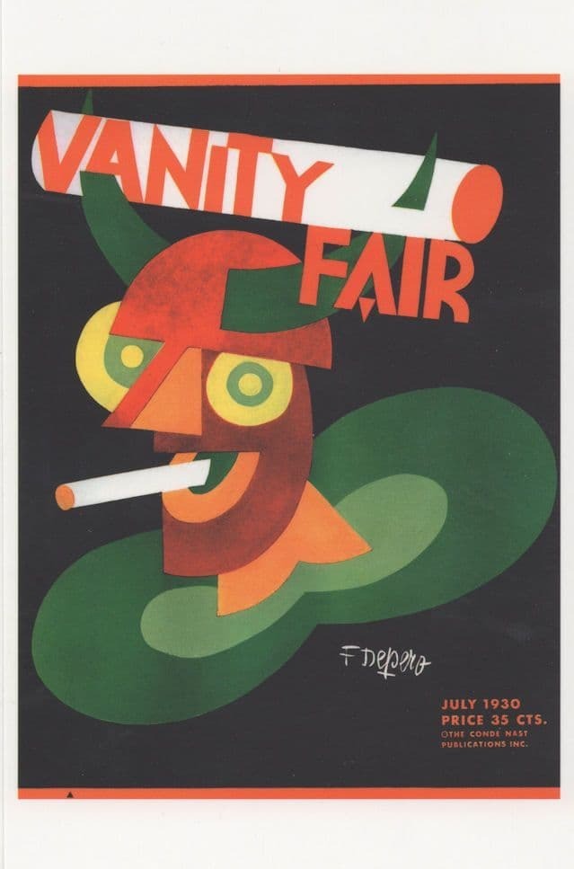Art Deco Funny Face Man Smoking 1930s Painting Magazine Postcard ...