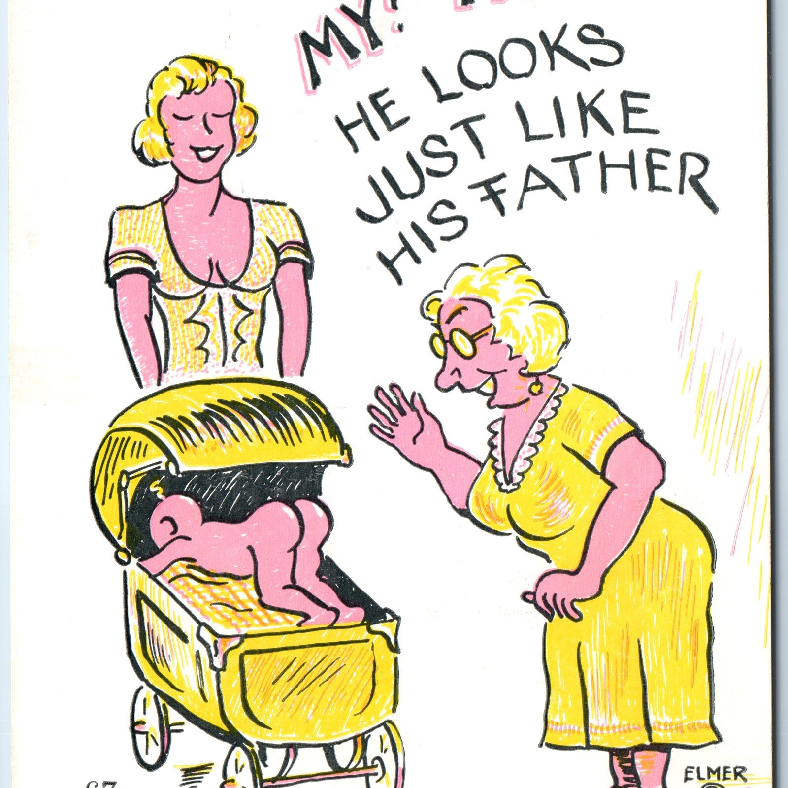 c1950s Waterloo, IA Elmer Anderson Comic PC Comic Newborn Baby Girl ...