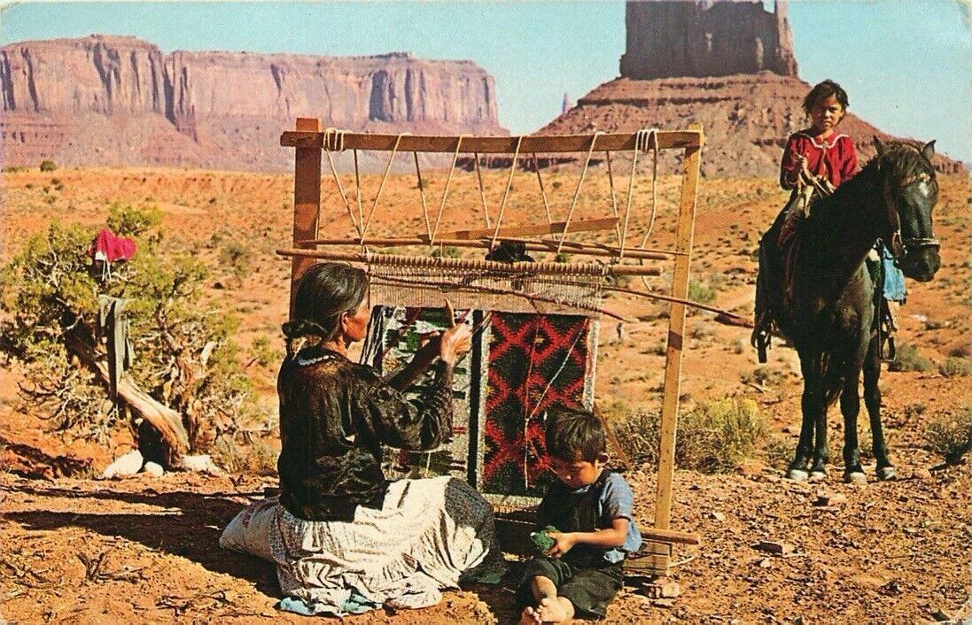 Native American, Indian Rug Weaving, Monument Valley Arizona Vintage ...