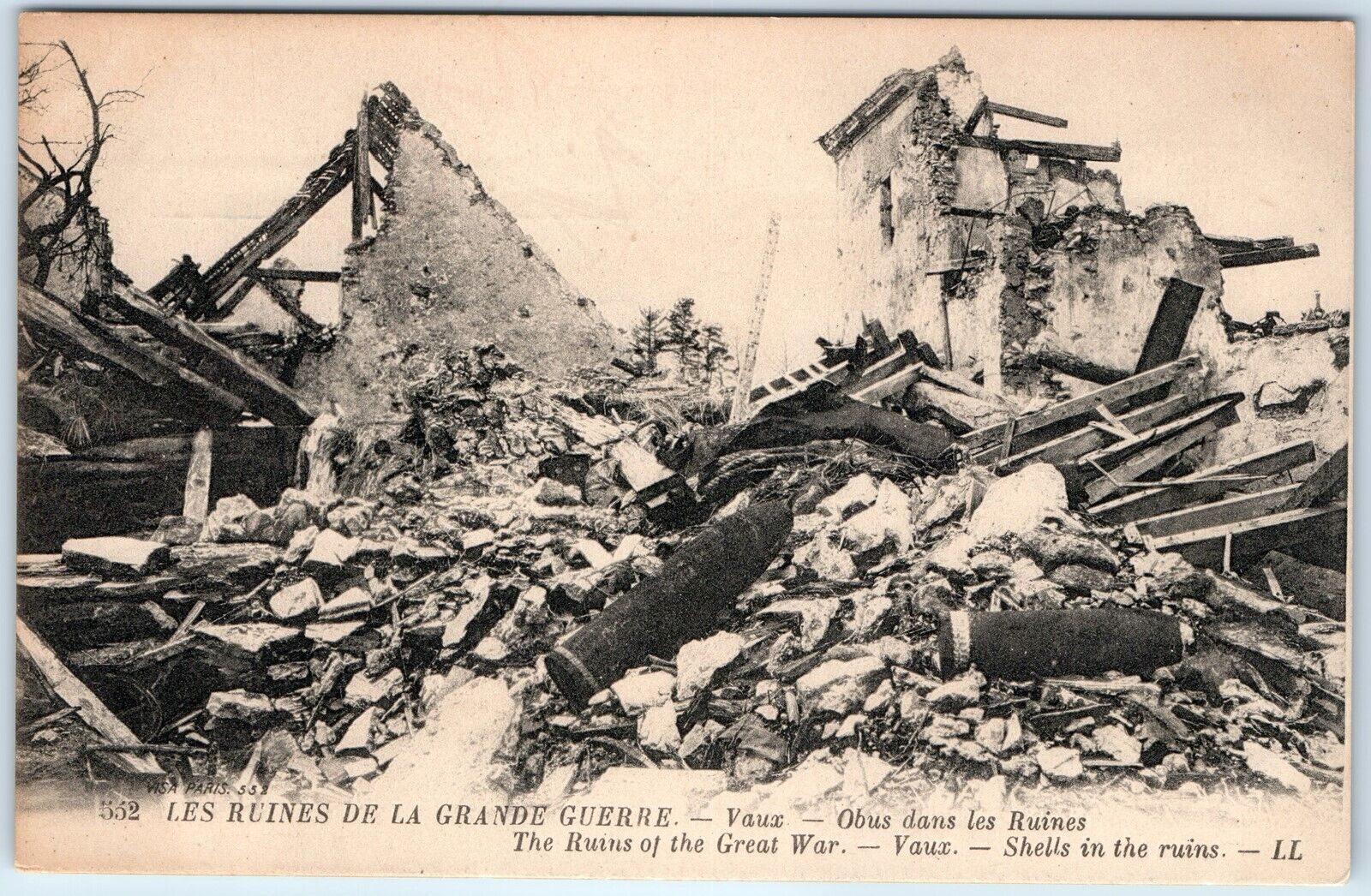 c1910s Vaux, France WWI Great War Ruins Shells Destruction Rubble ...