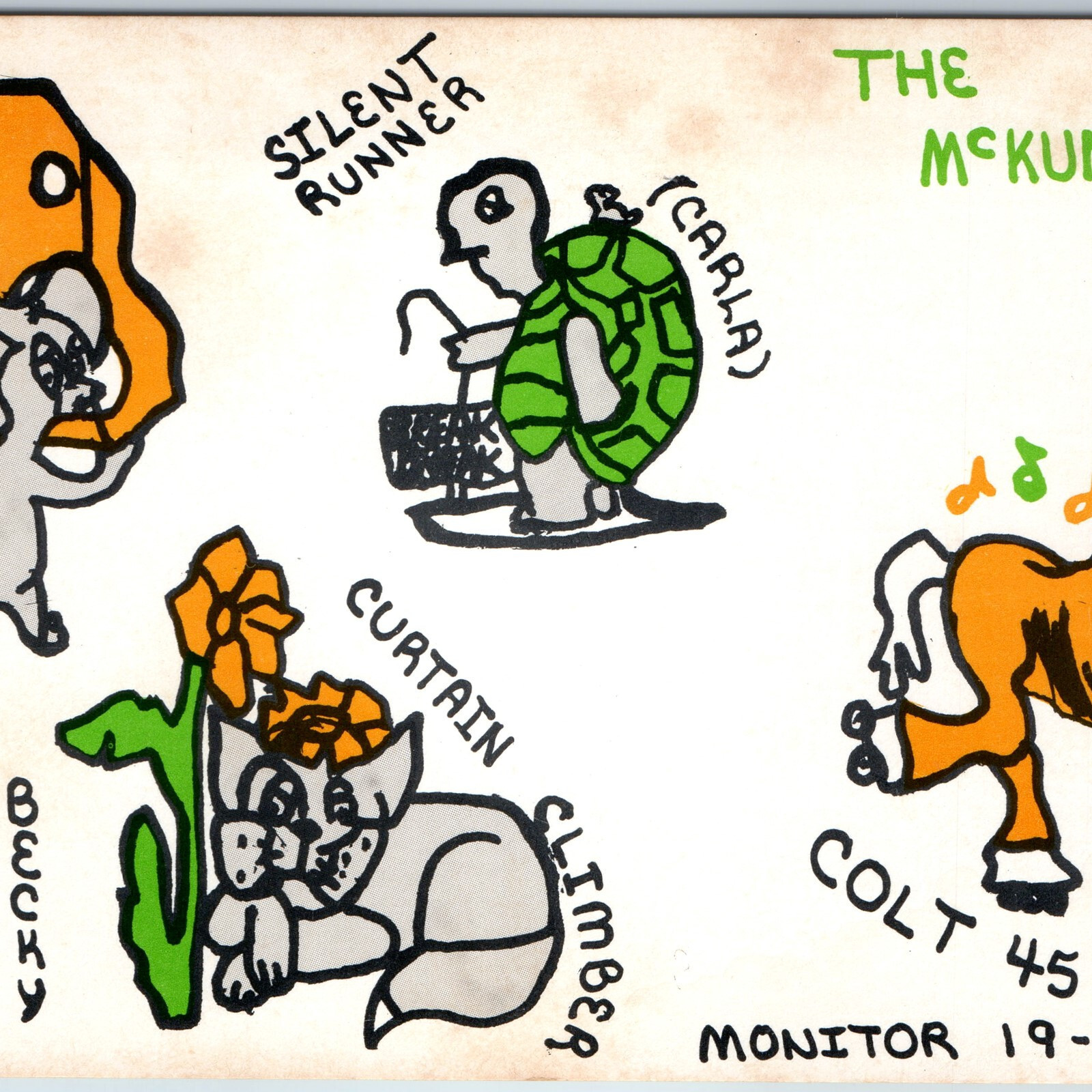 c1970s McKune Rat Mouse Turtle Horse Art QSL Radio Card Cartoon Animal ...