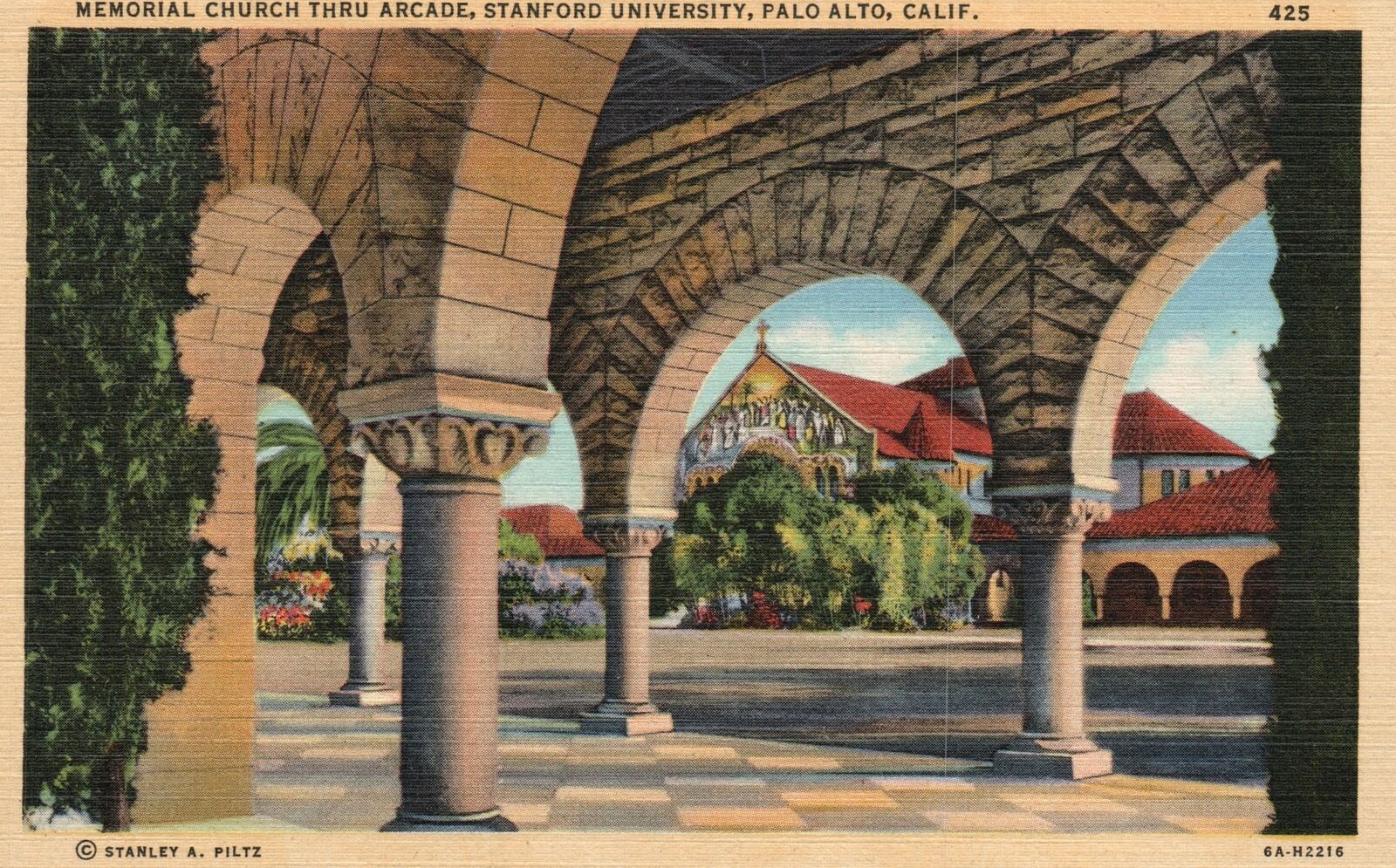 Palo Alto California Memorial Church Arcade Stanford University Vintage ...
