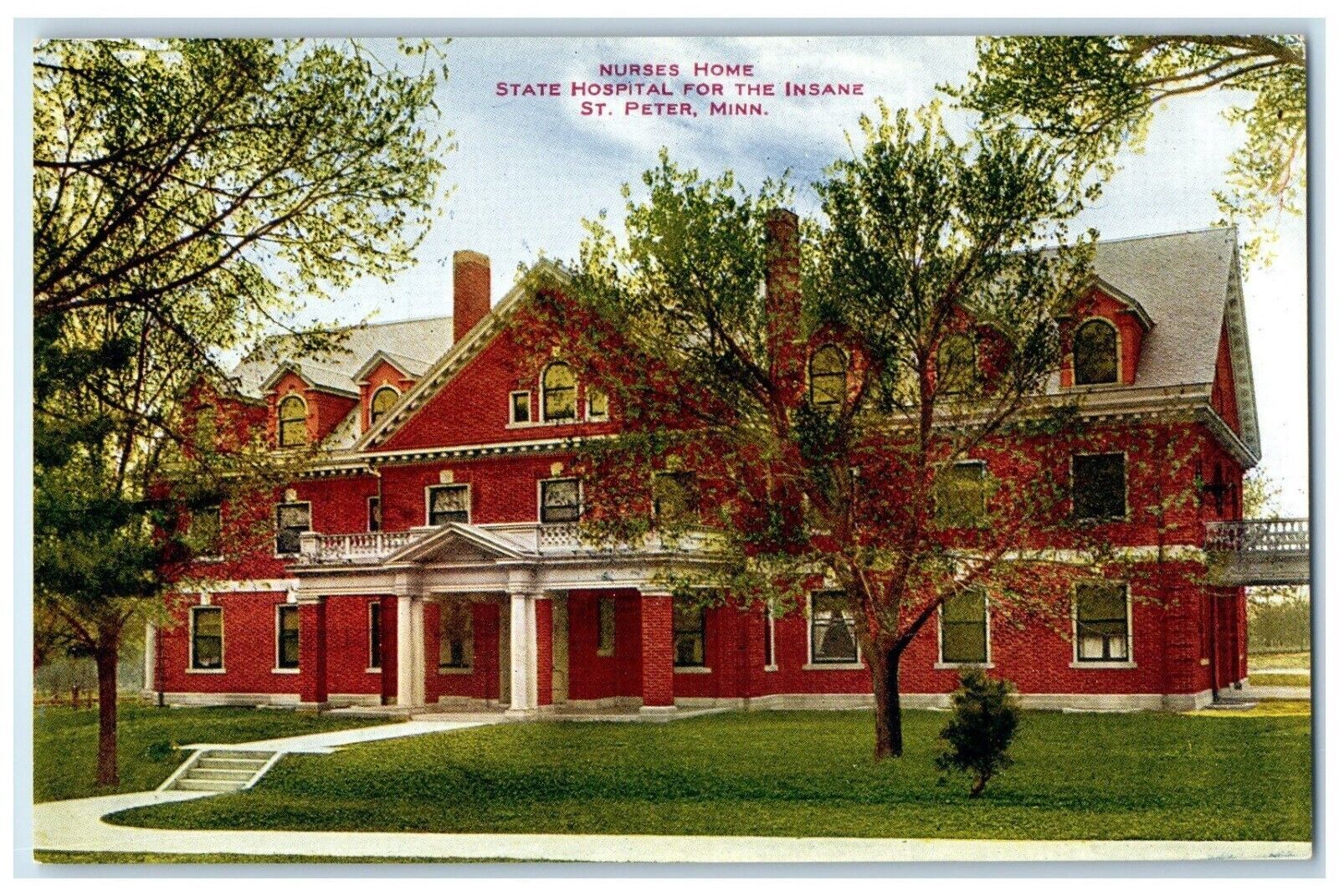 St. Peter Minnesota MN Postcard Nurses Home State Hospital For The ...