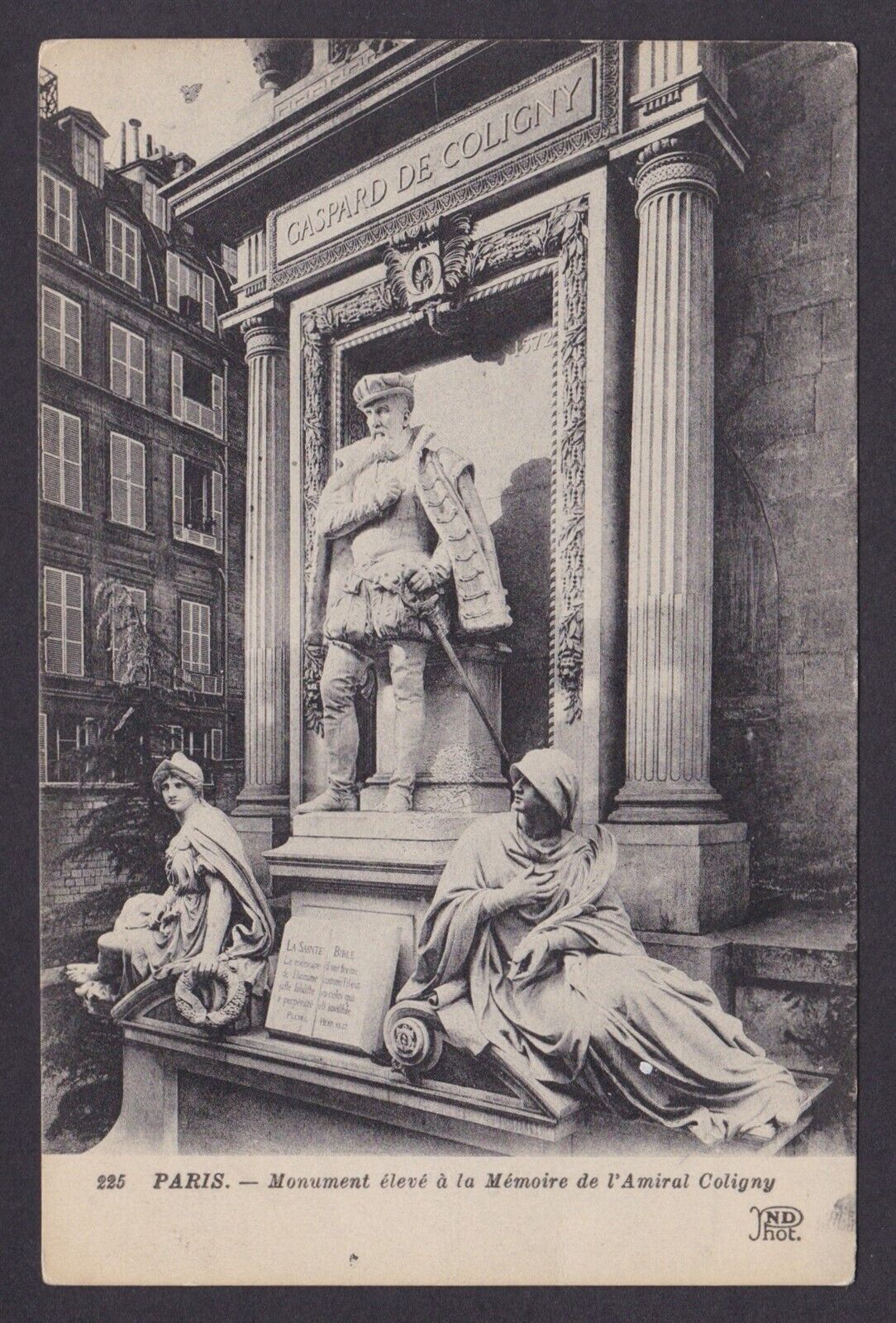 FRANCE, Postcard, Paris, Monument erected in memory of Admiral Coligny ...