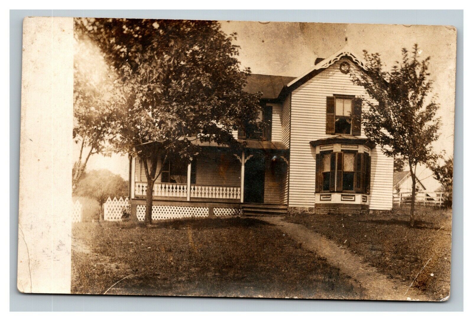 Vintage 1900 S Rppc Postcard Residential Two Story Home Nice Porch