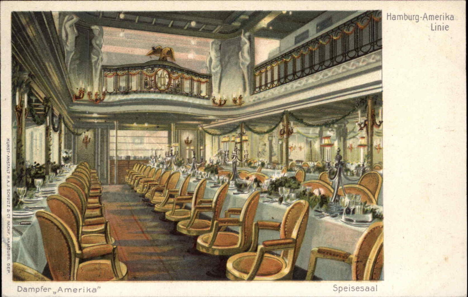 SS Amerika Ship Steamship Hamburg-Amerika HAPAG INTERIOR #1 c1900 ...