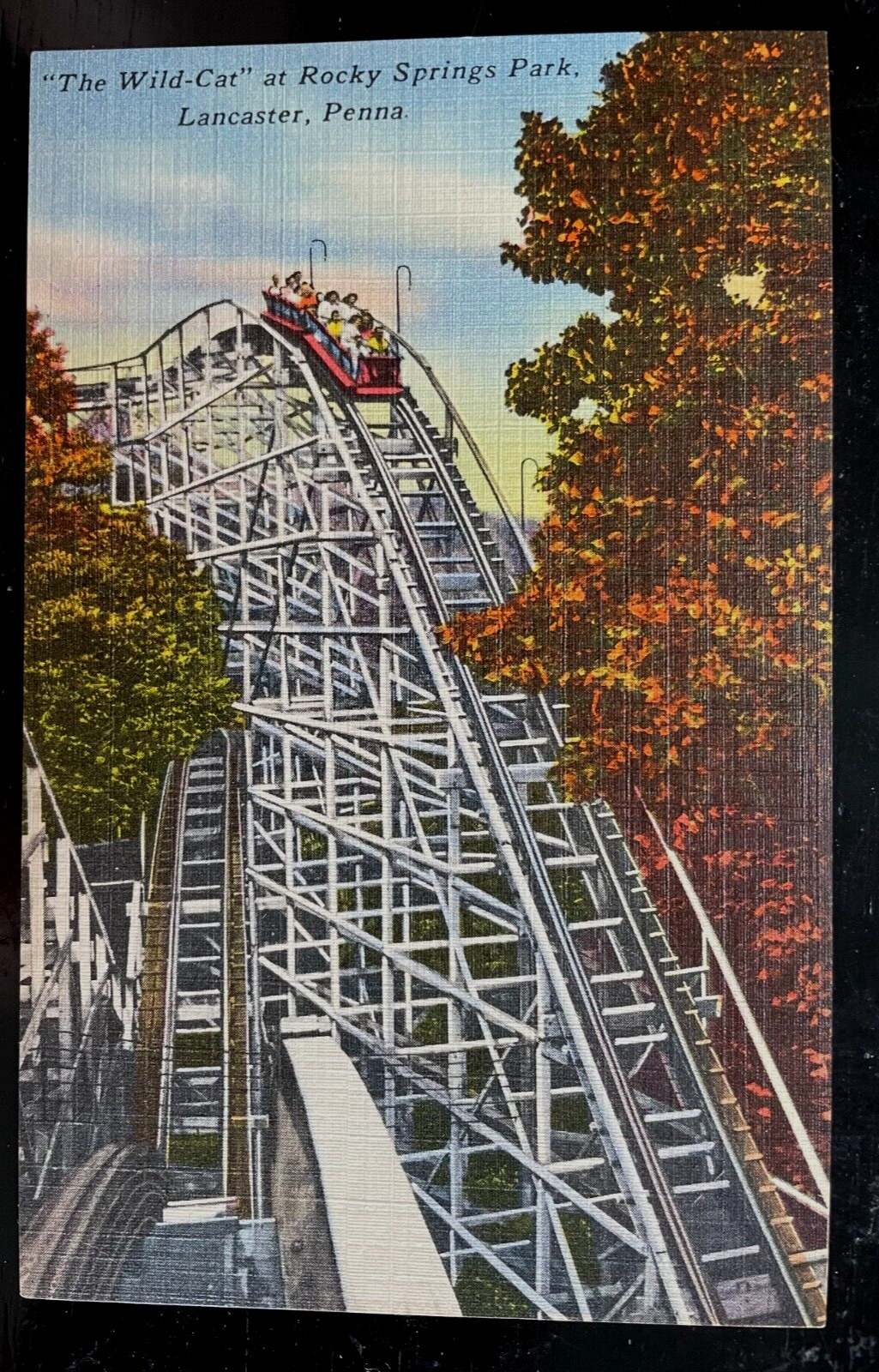 Vintage Postcard 1930-45 Rocky Springs Park Wild Cat Coaster, Lancaster ...