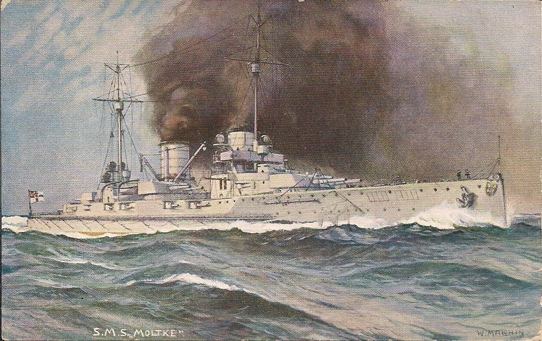 SMS Moltke, Imperial German Navy Battle Cruiser, Ship, WWI Service 1910 ...