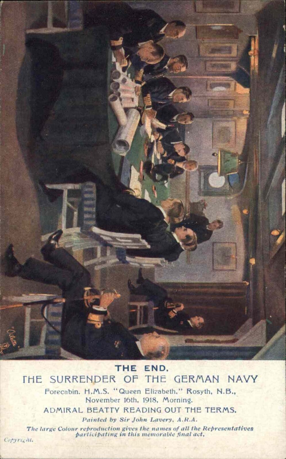 Surrender German Navy 1918 WWI Ship Battleship HMS Queen Elizabeth TUCK ...