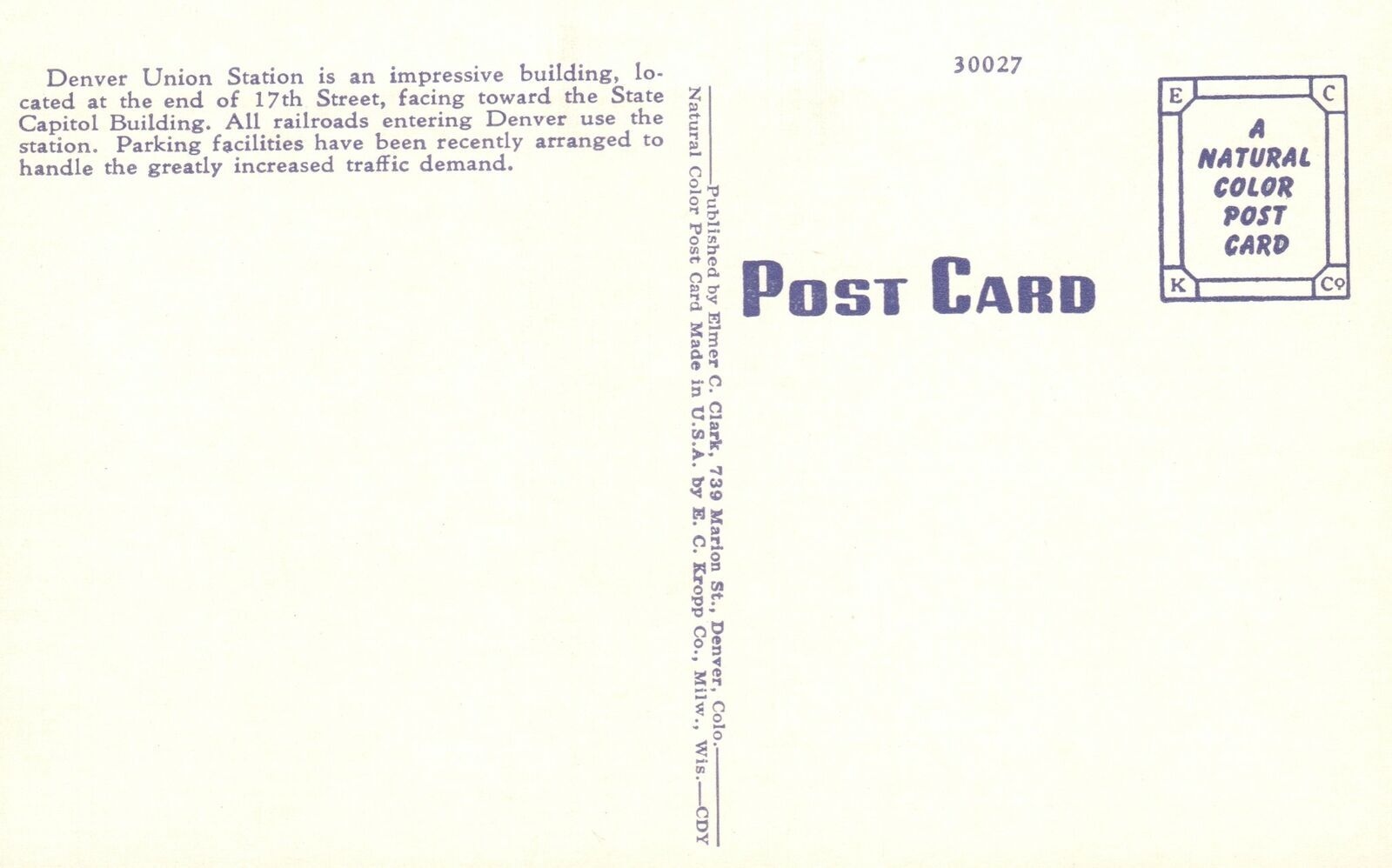 Vintage Postcard Union Station Impressive Building Denver Colorado ...