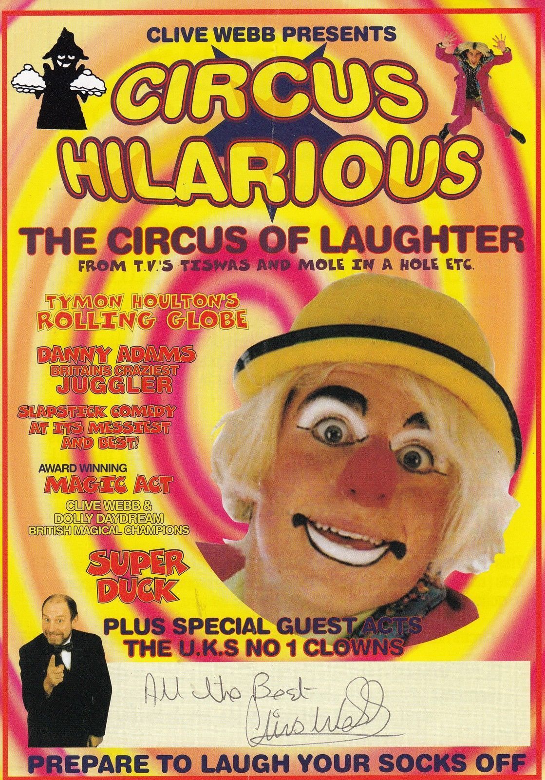Clive Webb Butlins Circus Clowns Clown Show Hand Signed Autograph ...