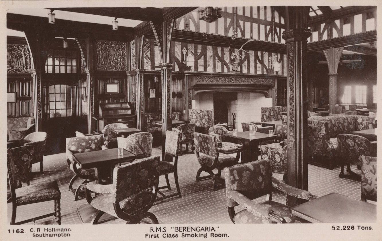 Cunard RMS Berengaria First Class Smoking Room RP Postcard | Other ...