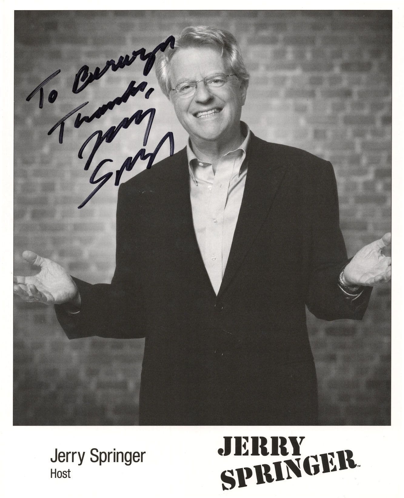 The Jerry Springer Show Large Official 10x8 Hand Signed Photo | Topics ...
