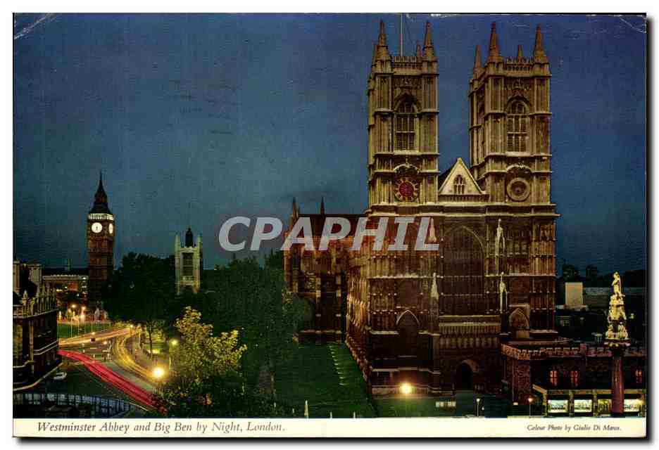 Modern Postcard Westminster Abbey and Big Ben London by Night | Europe ...