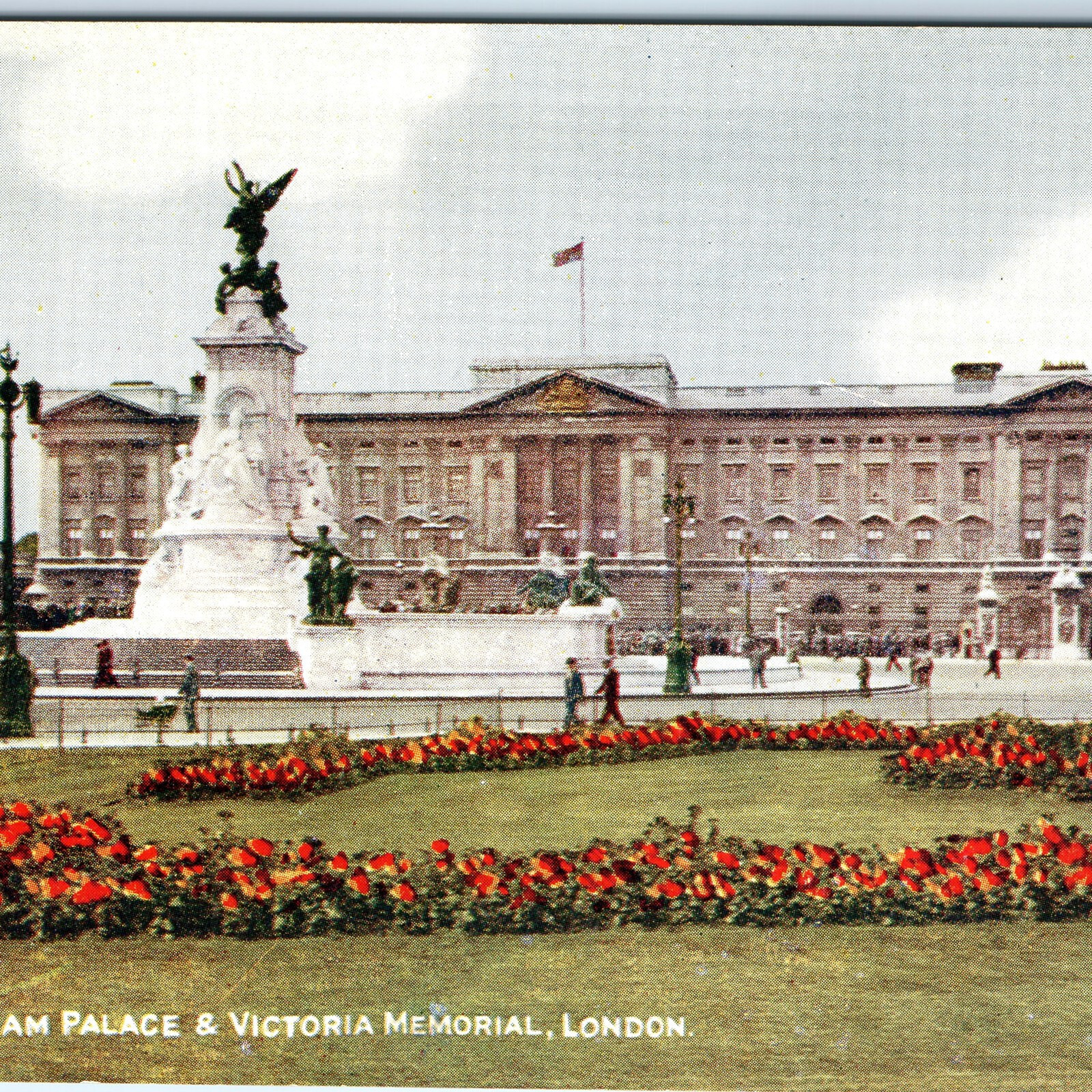 c1910s London, England Buckingham Palace Victoria Memorial Flowers Flag ...