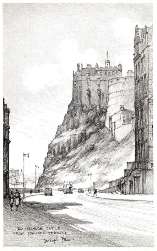 Vintage Postcard Castle From Johnson Terrace Edinburgh Scotland UK Art ...