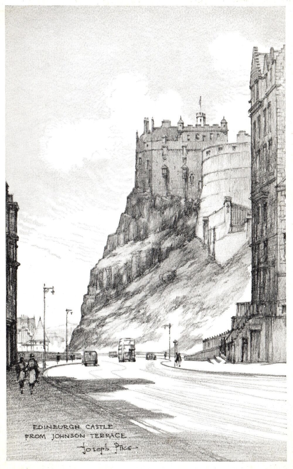 Vintage Postcard Castle From Johnson Terrace Edinburgh Scotland UK Art ...