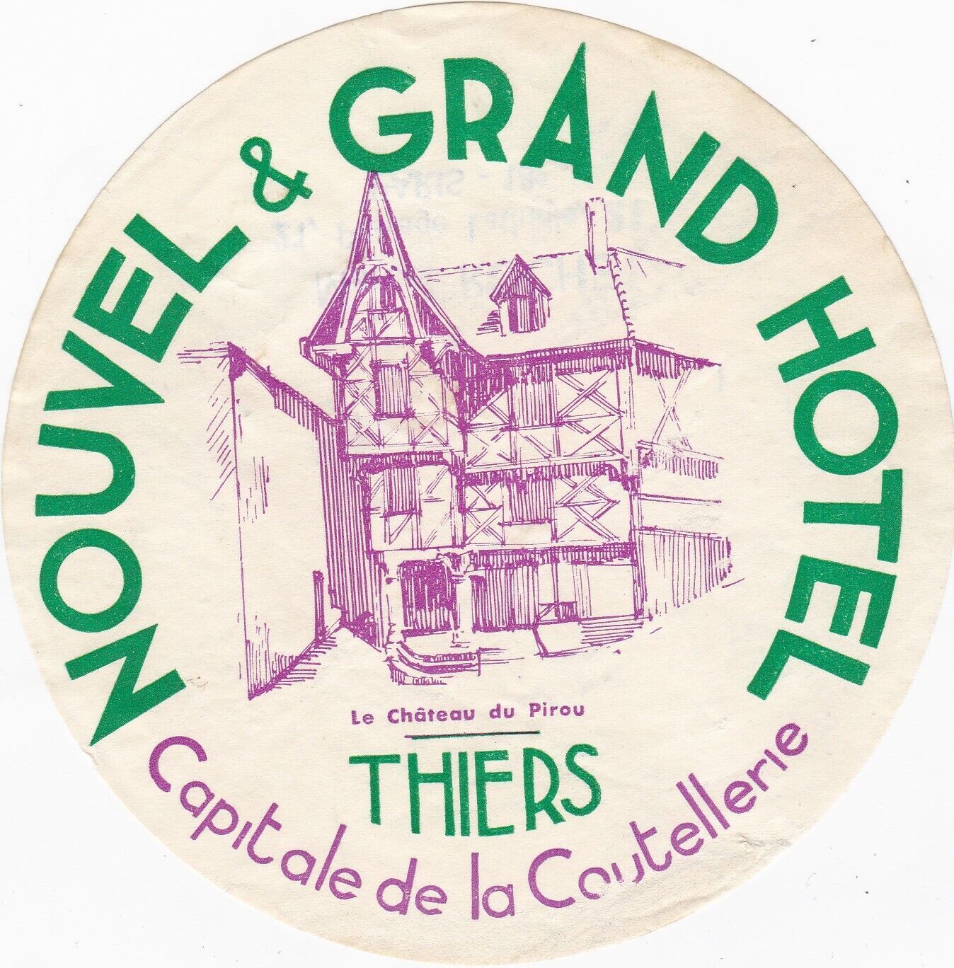France Thiers Nouvel & Grand Hotel Luggage Label lbl0350 | Ephemera ...