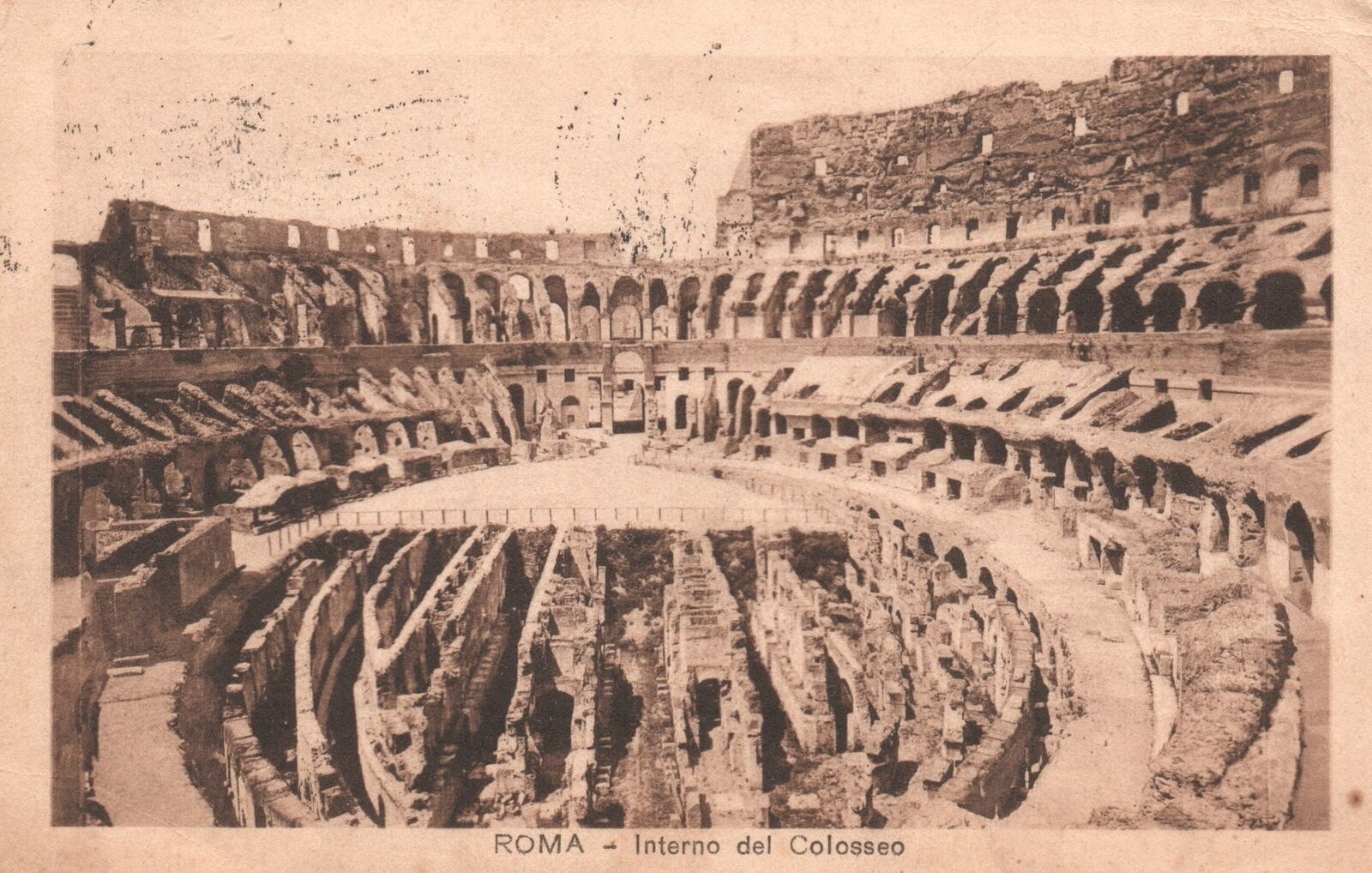 Vintage Postcard Roma Interno Del Colosseo Oval Amphitheatre Rome Italy ...