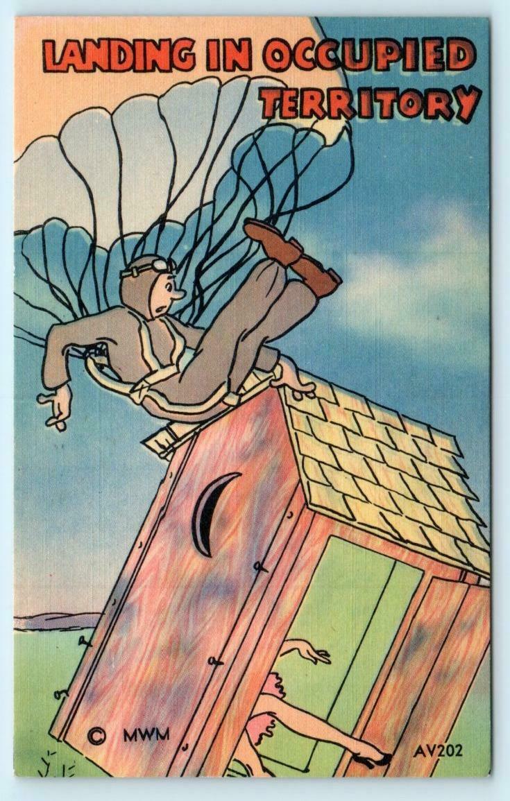 Military Comic "LANDING IN OCCUPIED TERRITORY" Parachute Outhouse 1940s ...