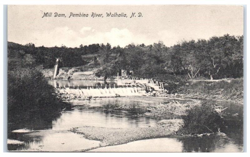 1910 Mill Dam, Pembina River, Walhalla, ND Postcard | United States ...