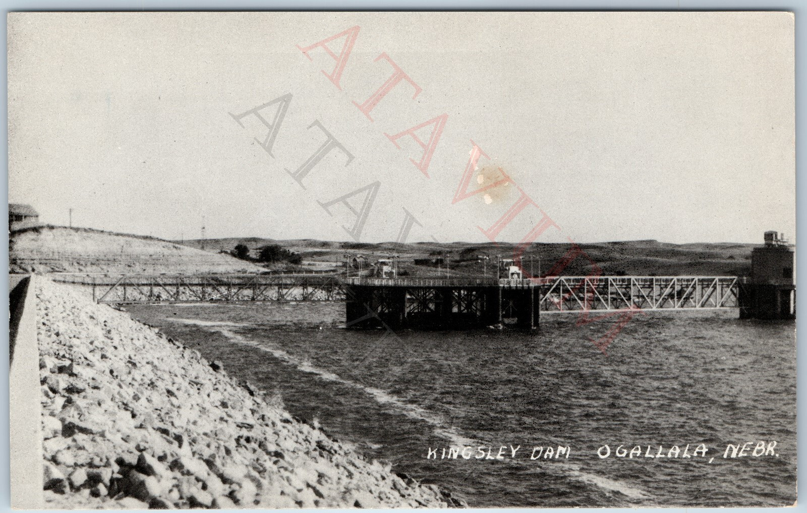 c1940s Ogallala Neb Kingsley Dam Platforms Reservoir Power NE Nebr ...